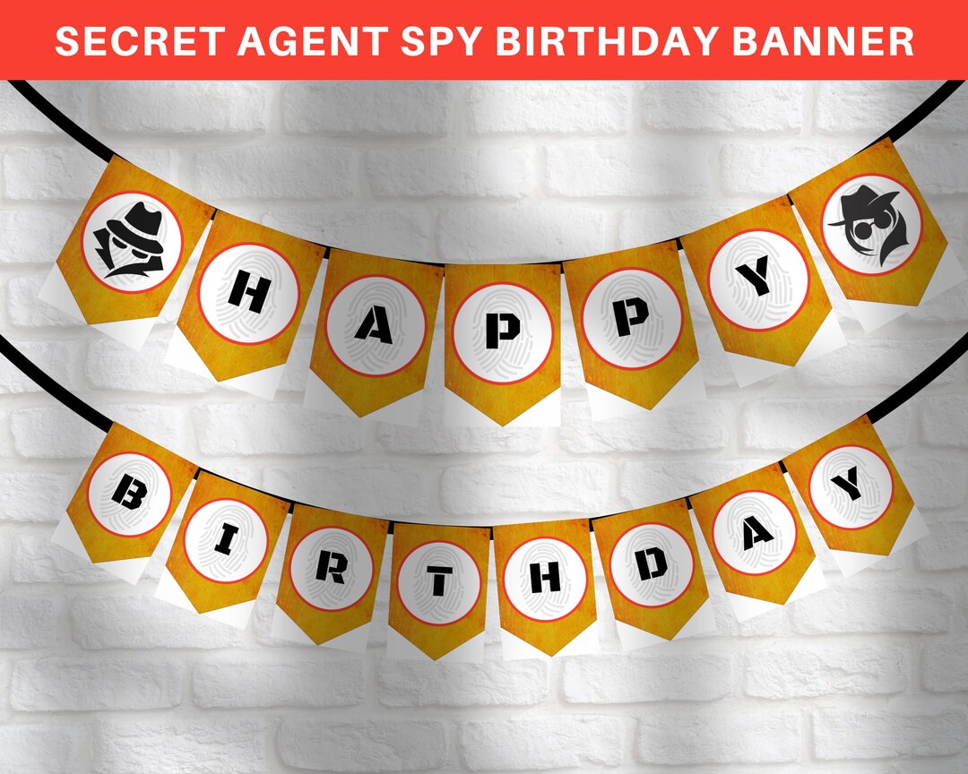 Spy Birthday Banner Spy Themed Party Decorations Secret Agent Banner ...