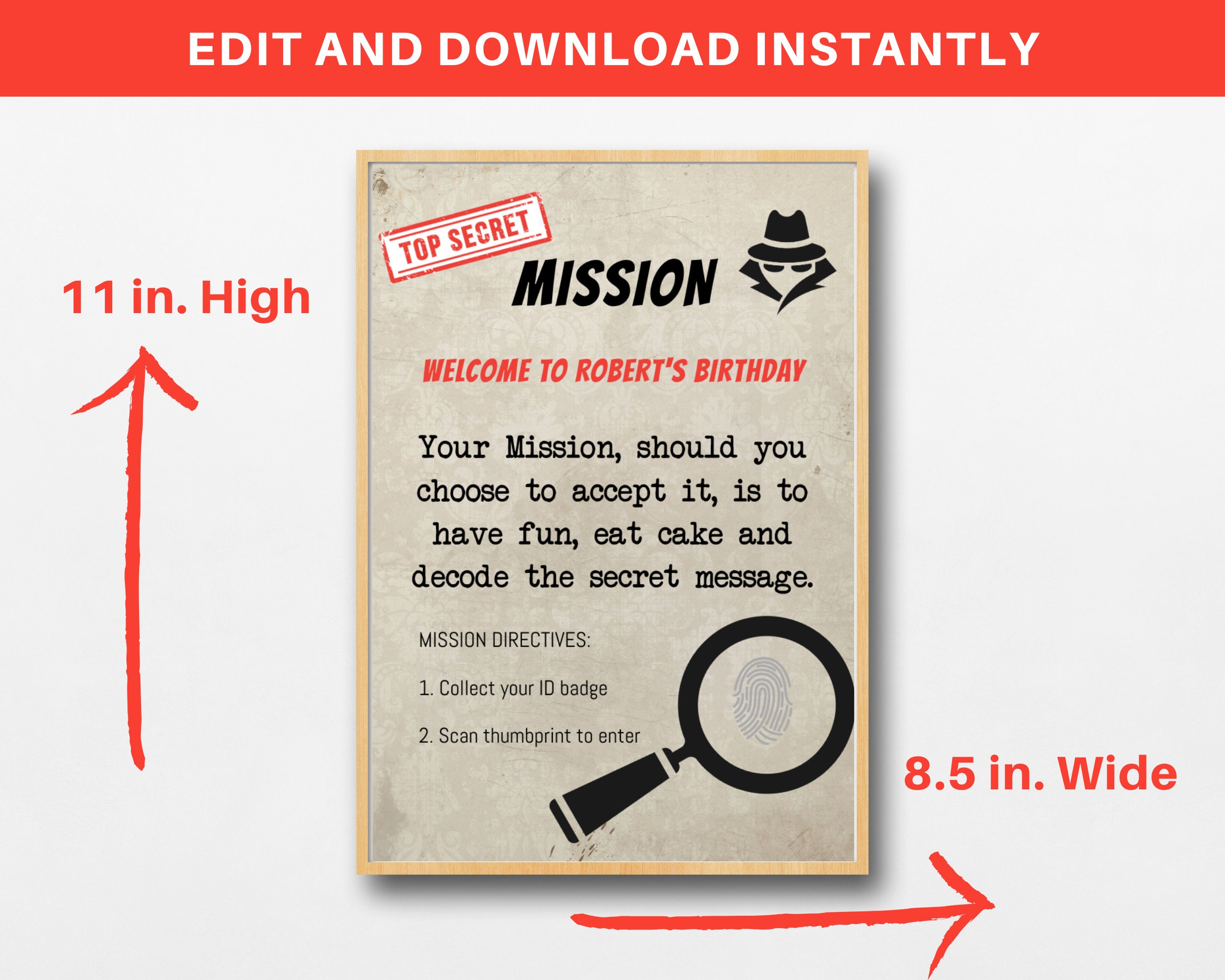 Secret Agent Party Spy Birthday Party Spy Party Sign Spy Party ...