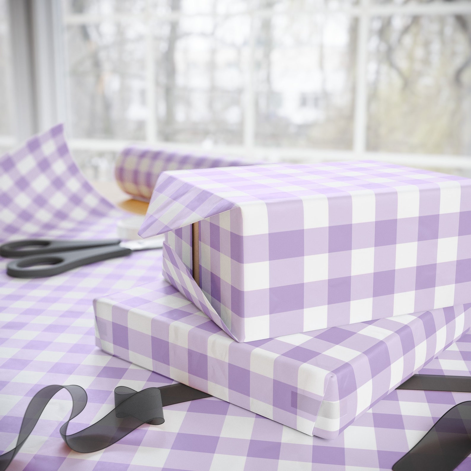 Wrapping Papers - Lavender Checkered - Etsy