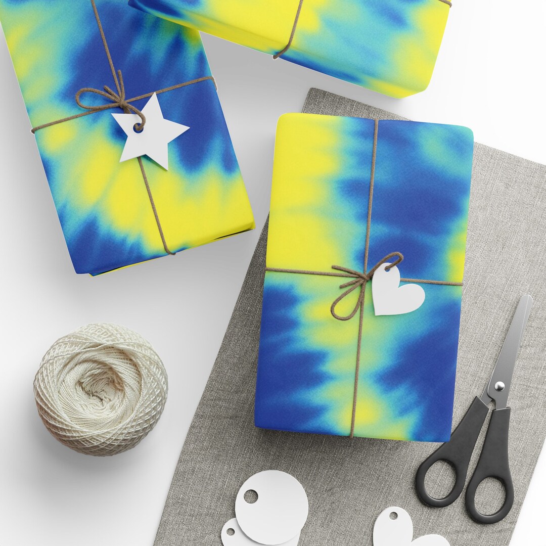 Wrapping Papers - Blue & Yellow Tie Dye - Etsy