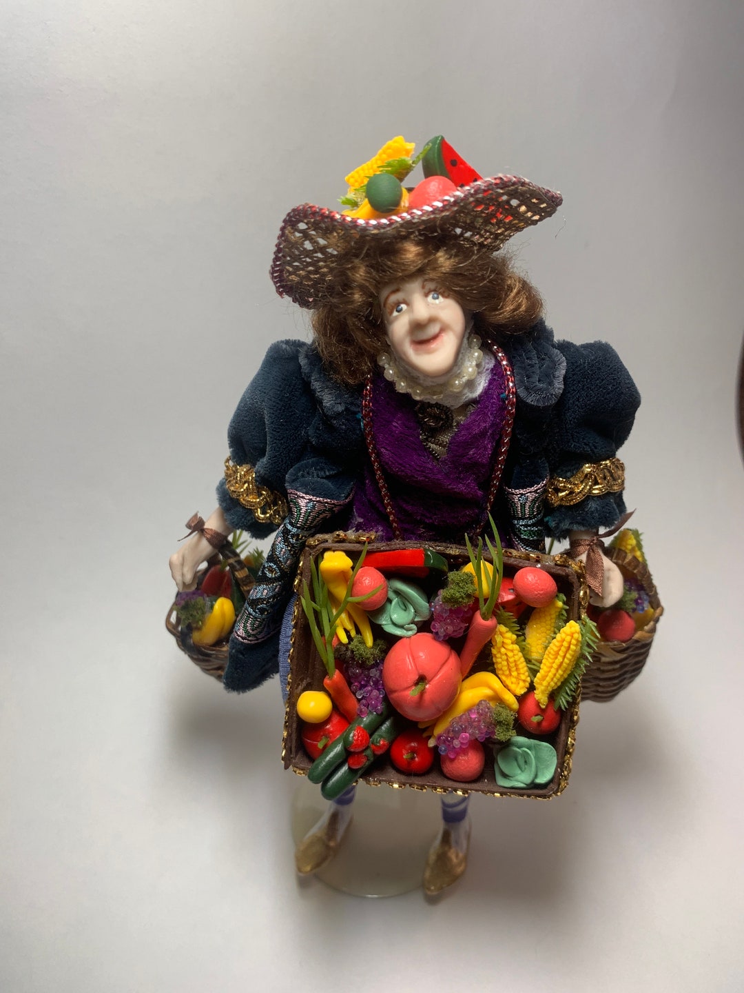 Handmade Miniature Porcelain Doll Vegetable Peddler - Etsy