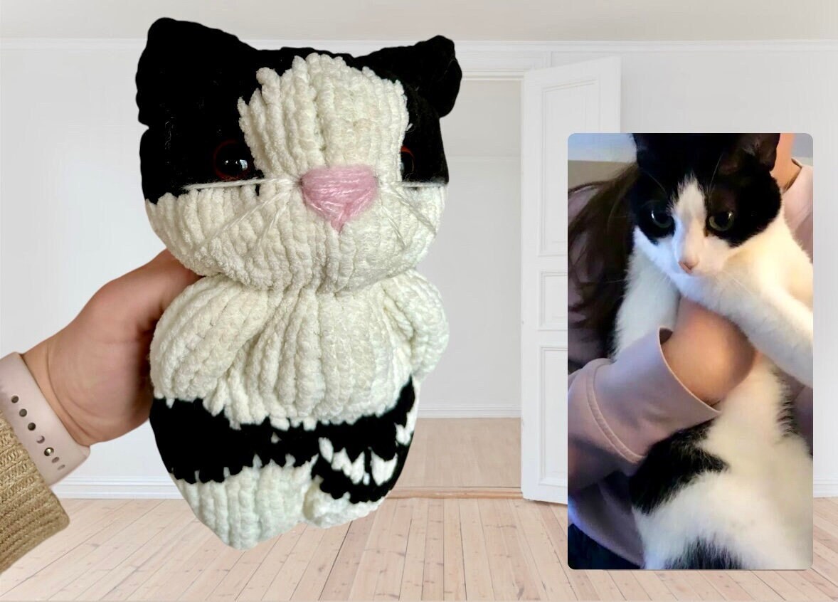Custom Cat Doll, Custom Cat Plush, Handknit Cat Doll, Cat Stuffed ...