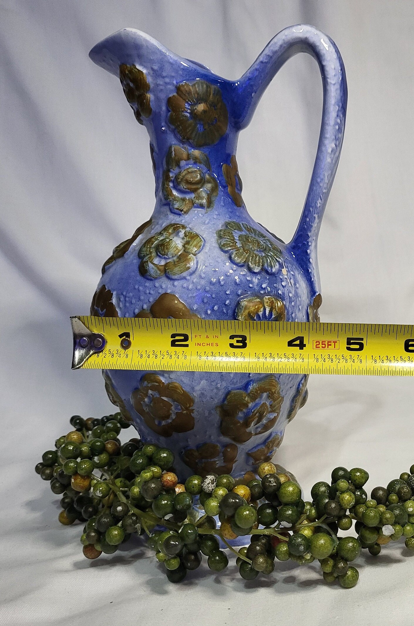 Vintage Ceramic 1940's-1950's Italian Wine Ewer-blue With Gold Embossed ...