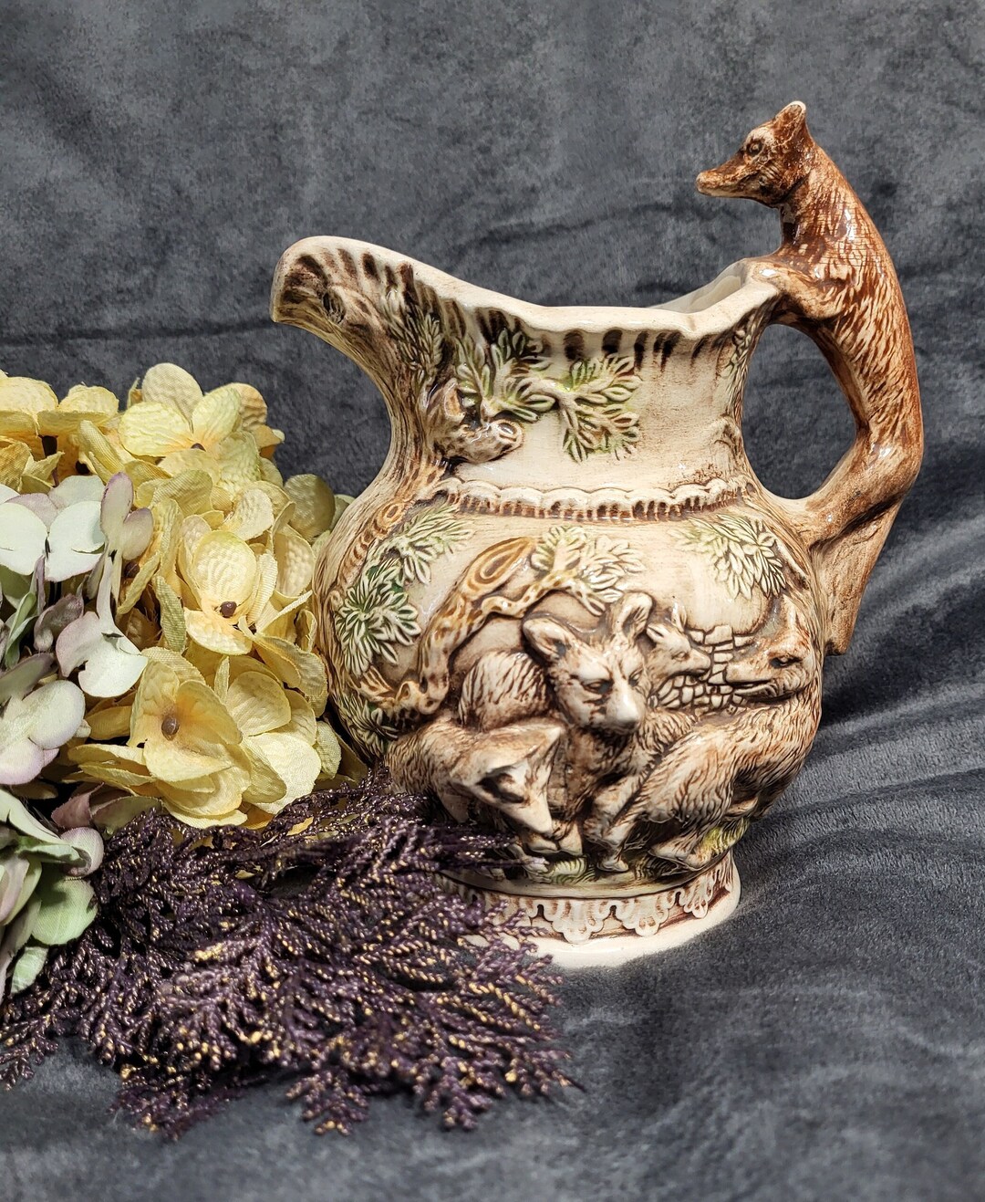 Jug/pitcher With 3D Dogs and Wild Dogs - Etsy