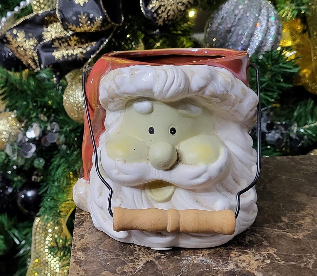 Vintage Ceramic Santa Bucket With Handle - Etsy
