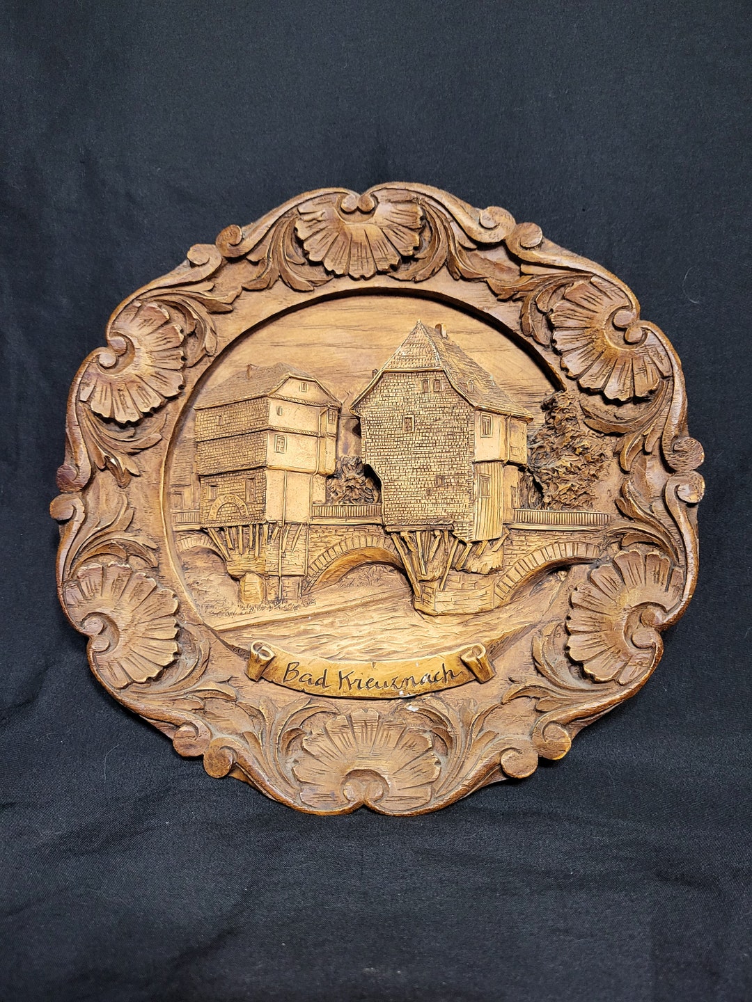 Vintage German Hand Carved Wood Resin Art Hoe Wall Decor Plate - Etsy