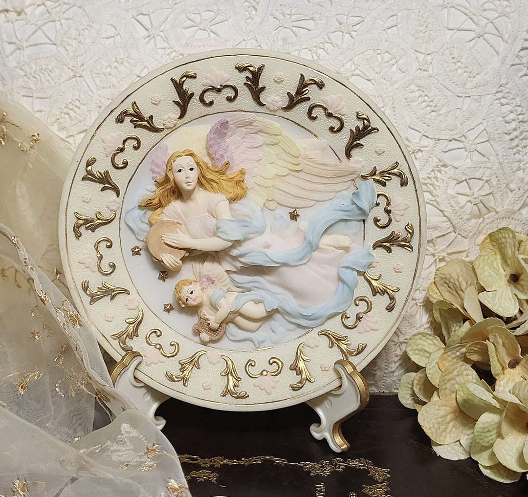 Vintage Herco Gift 3D Angel Plate With Easel - Etsy