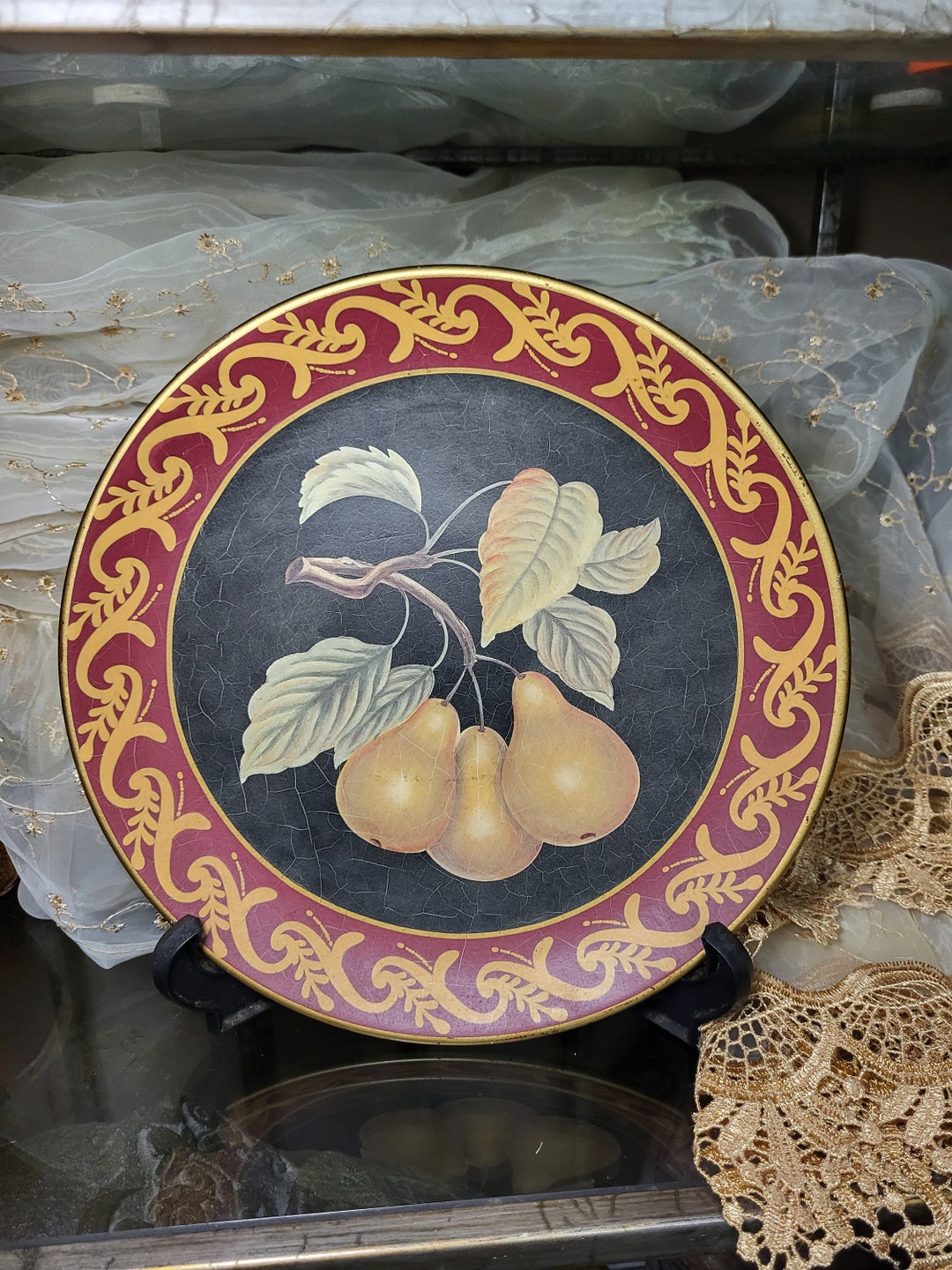 Vintage 10 Hand Painted Pear/fruit Plate and Stand - Etsy