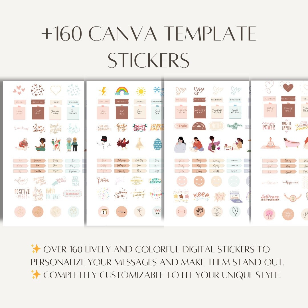 Canva Template Stickers Bundle | Planner, Goodnotes Stickers | Self ...