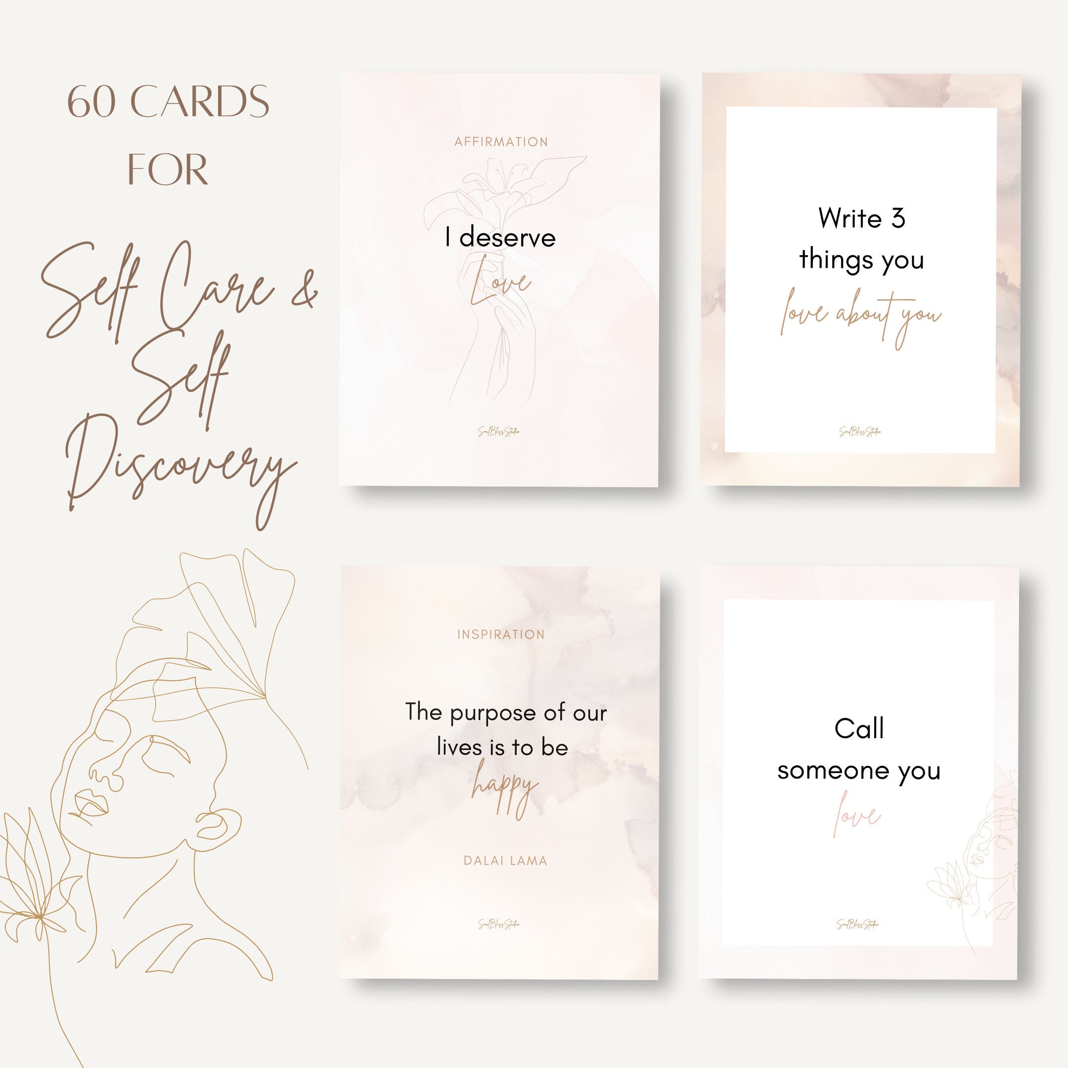 Digital Affirmation Cards for Self-care and Self-discovery Reflection ...