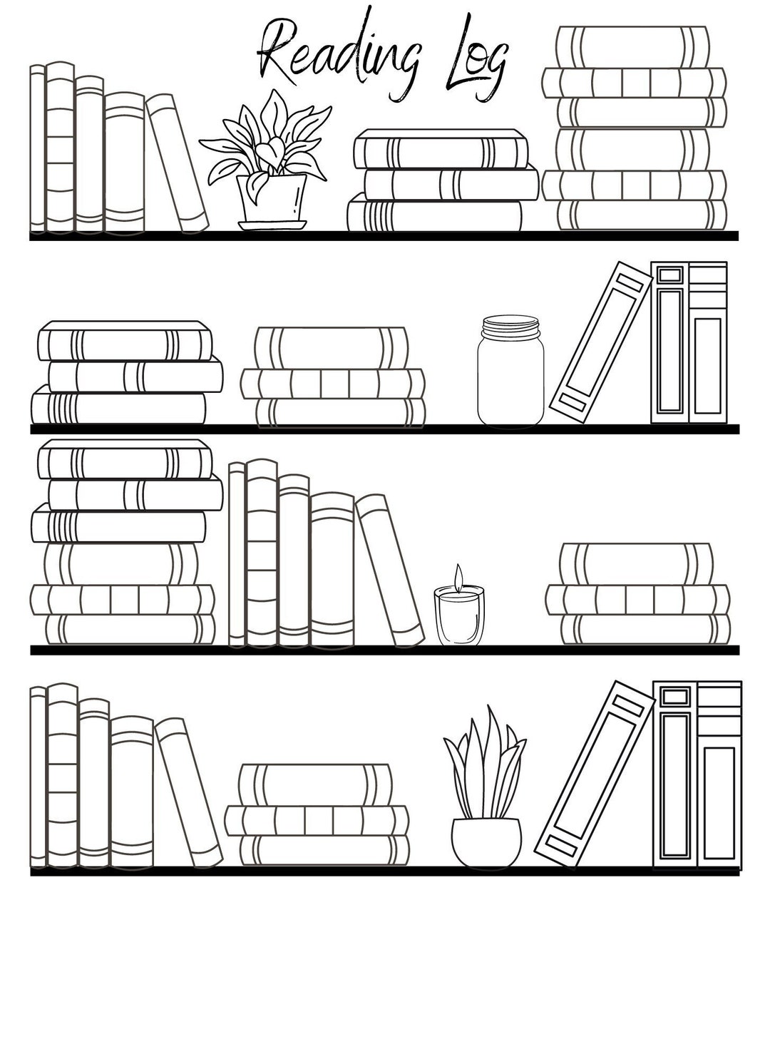 Printable Reading Log - Digital Printable Reading Journal With ...