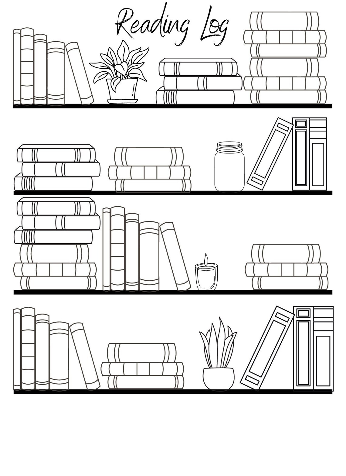 Printable Reading Log - Digital Printable Reading Journal With ...