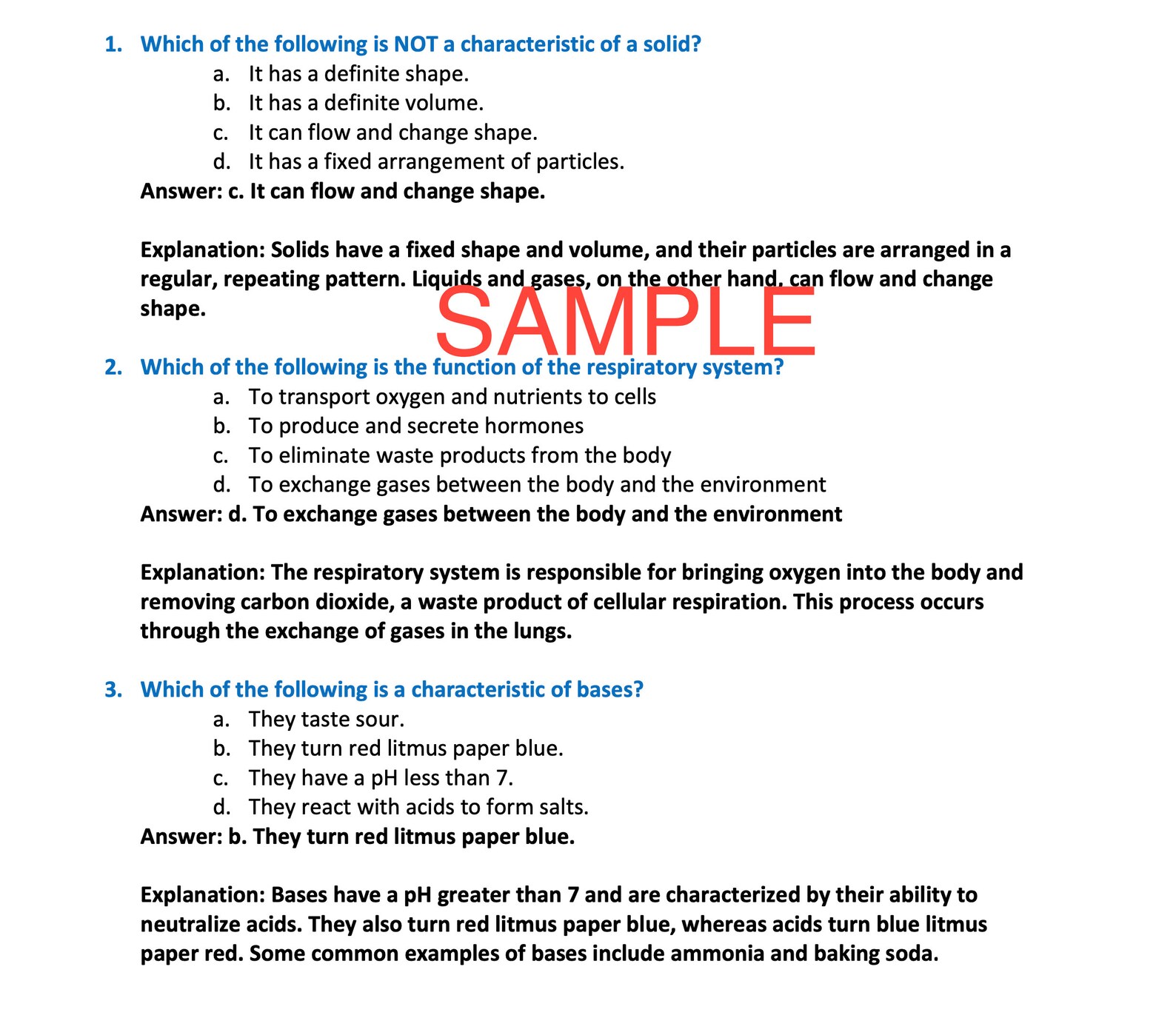 101 Science Questions With Explanation and Answers for Nurses - Etsy