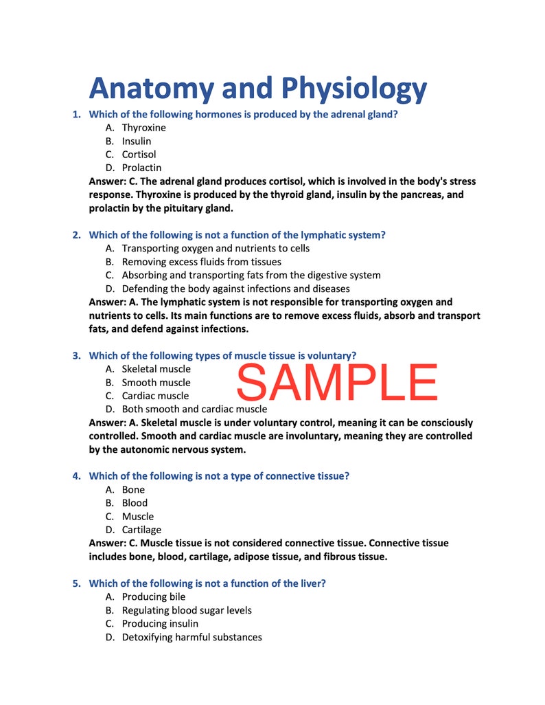 101 Anatomy and Physiology Questions With Explanation and Answers for Nurses - Etsy