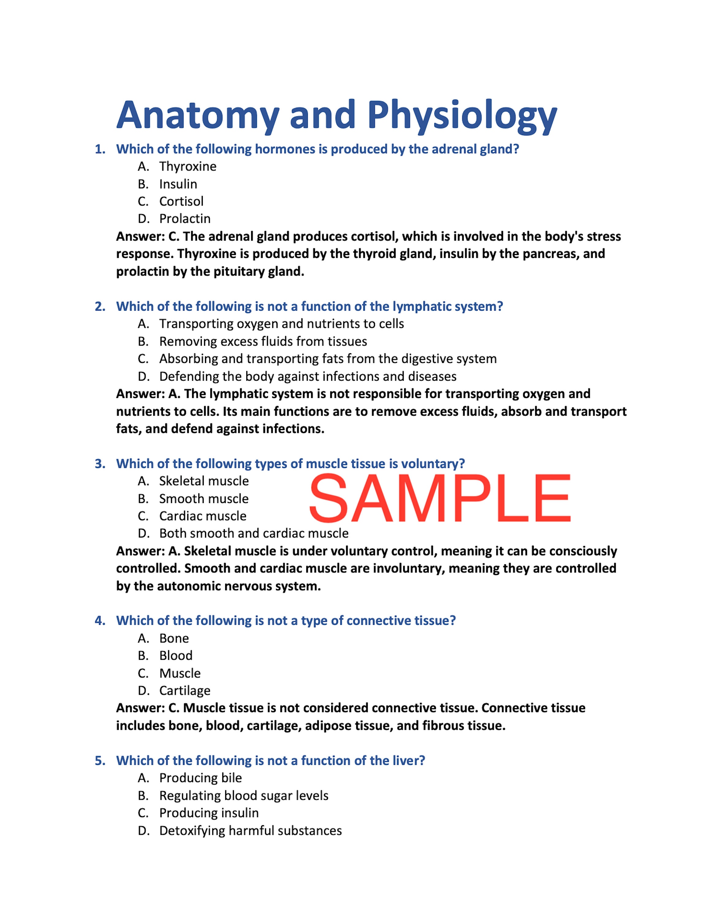 101 Anatomy and Physiology Questions With Explanation and Answers for ...