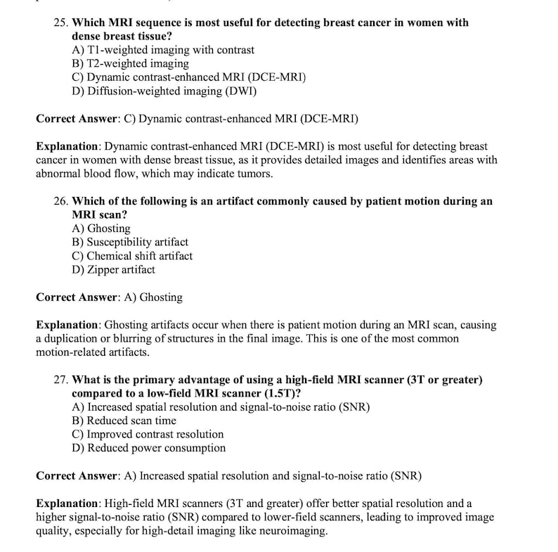 Comprehensive MRI Board Exam Preparation: 50 Challenging Questions and ...