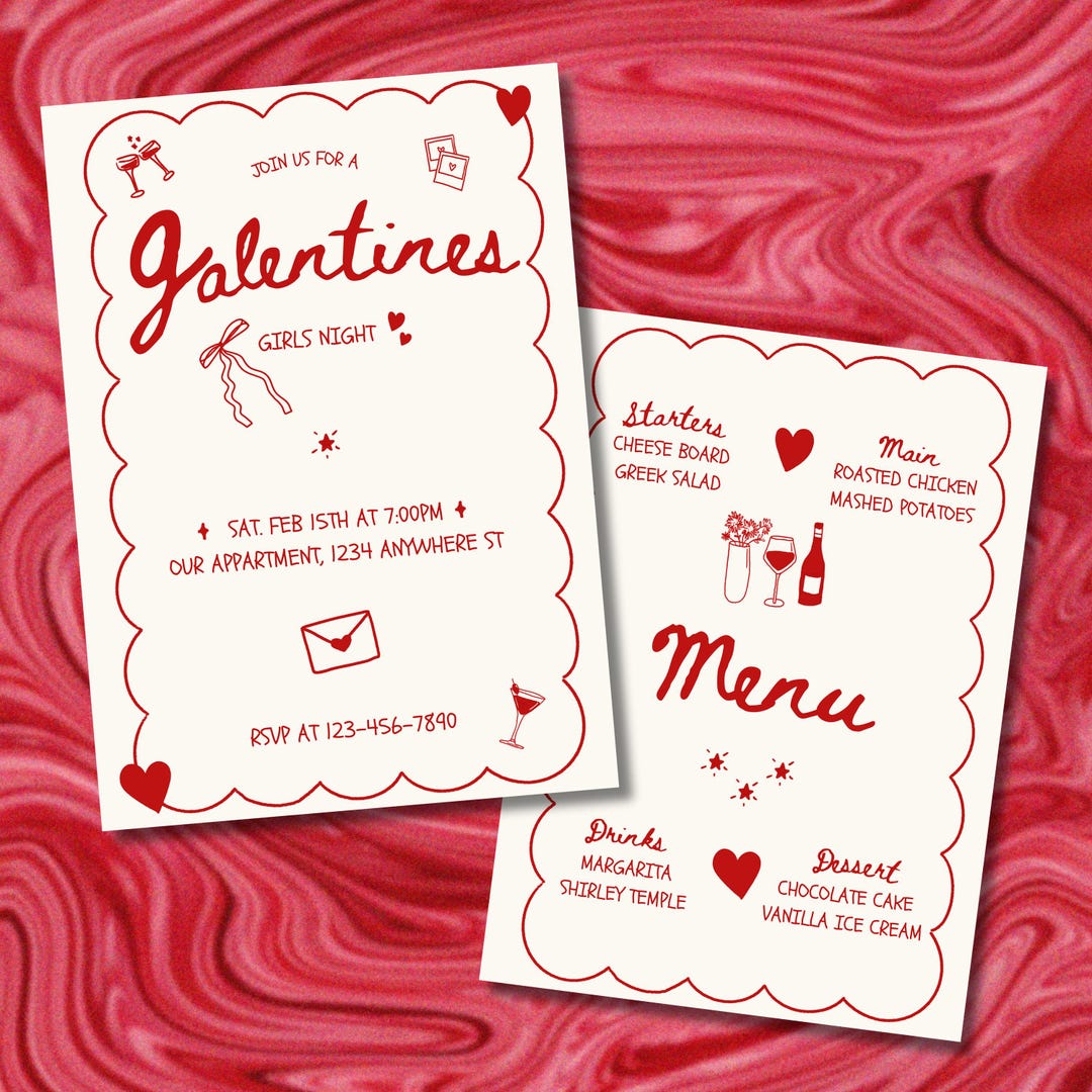 Galentines Dinner Printable Invite, Girls Night Invitation Template ...