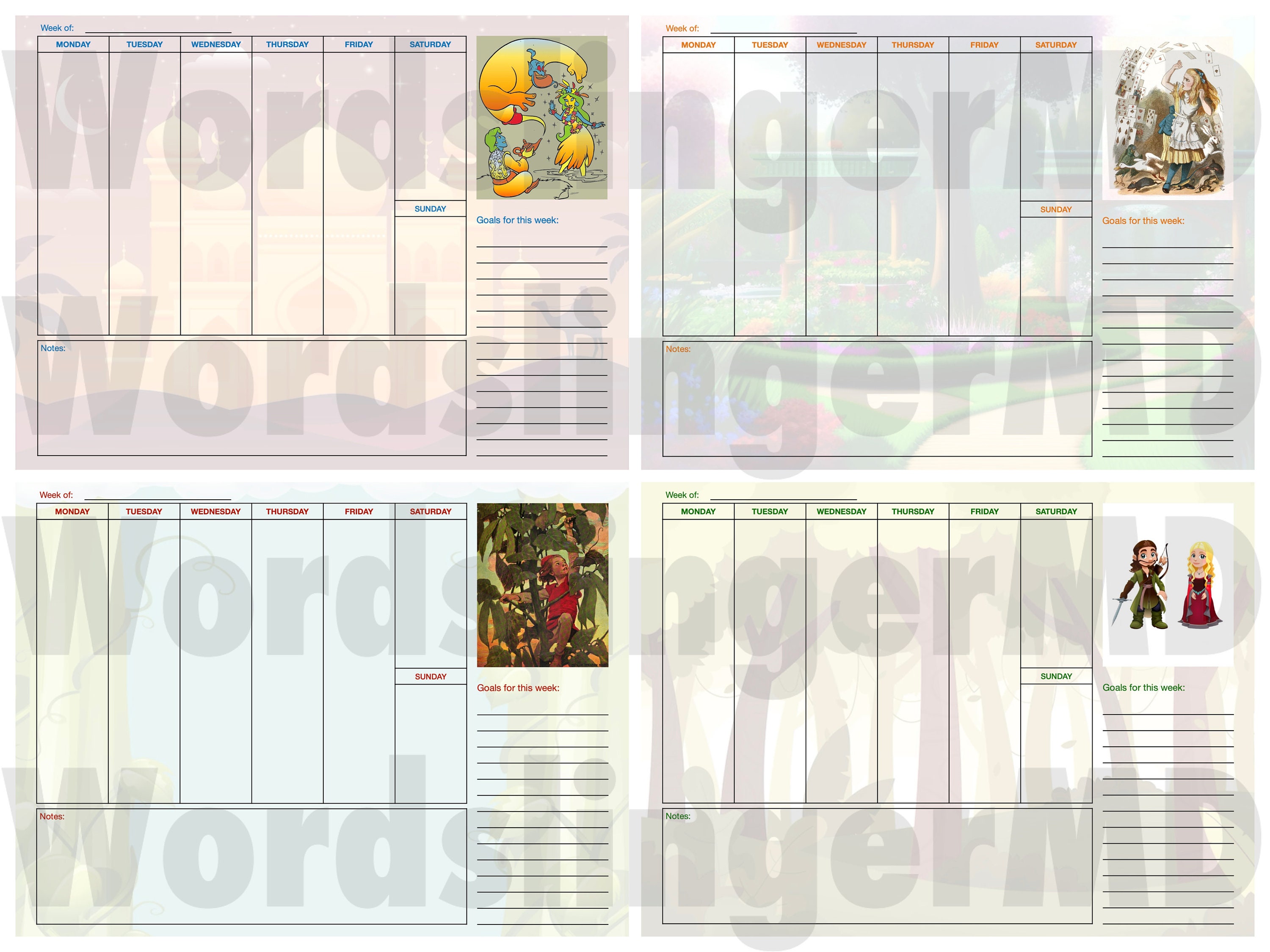 Printable Fairy Tale Weekly Planner Templates Set 2 - Etsy