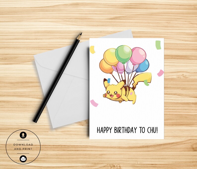 Pikachu Birthday Card Cute Funny Card Printable - Etsy
