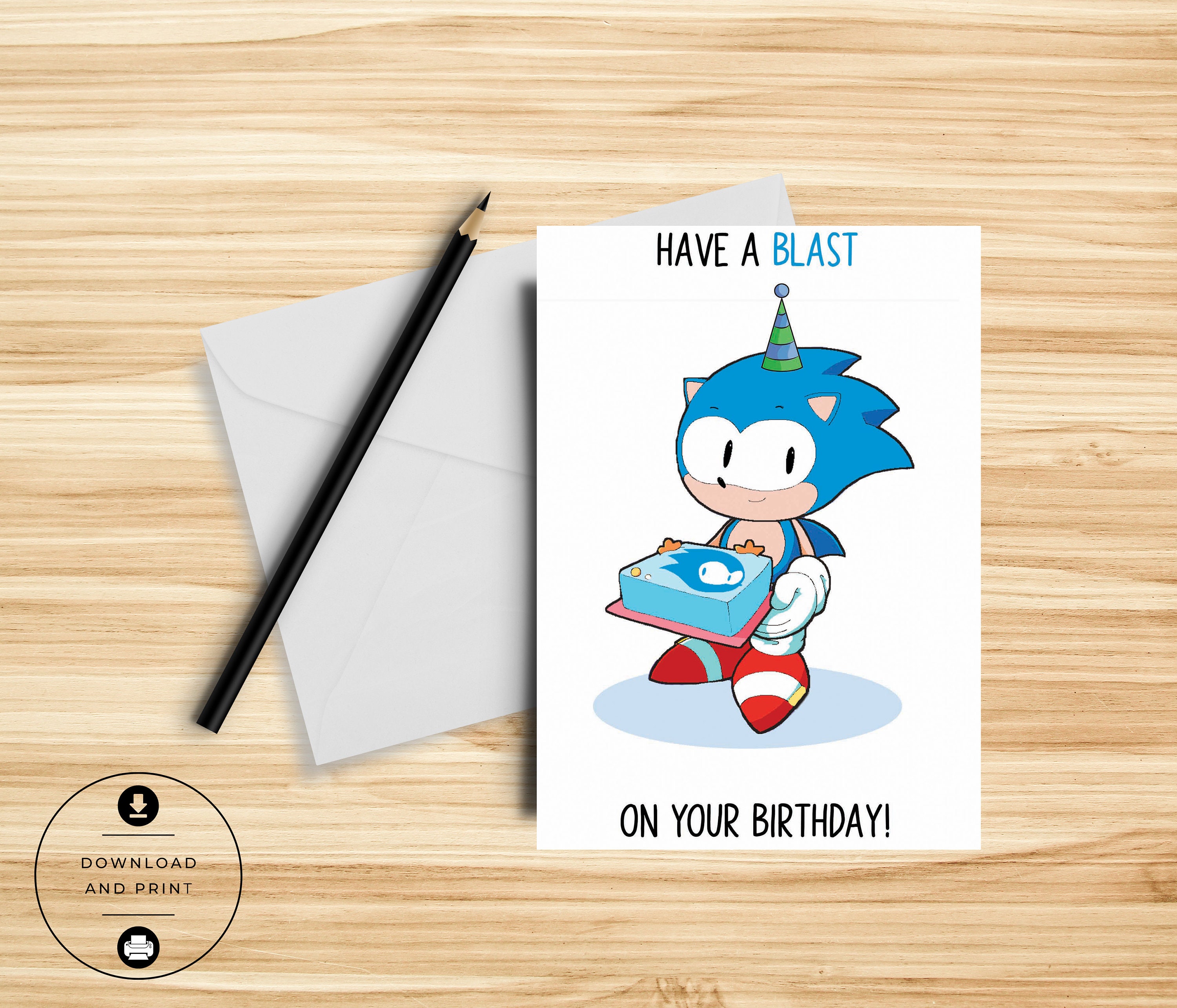 Sonic Birthday Card Cute Birthday Card Funny Nerdy - Etsy