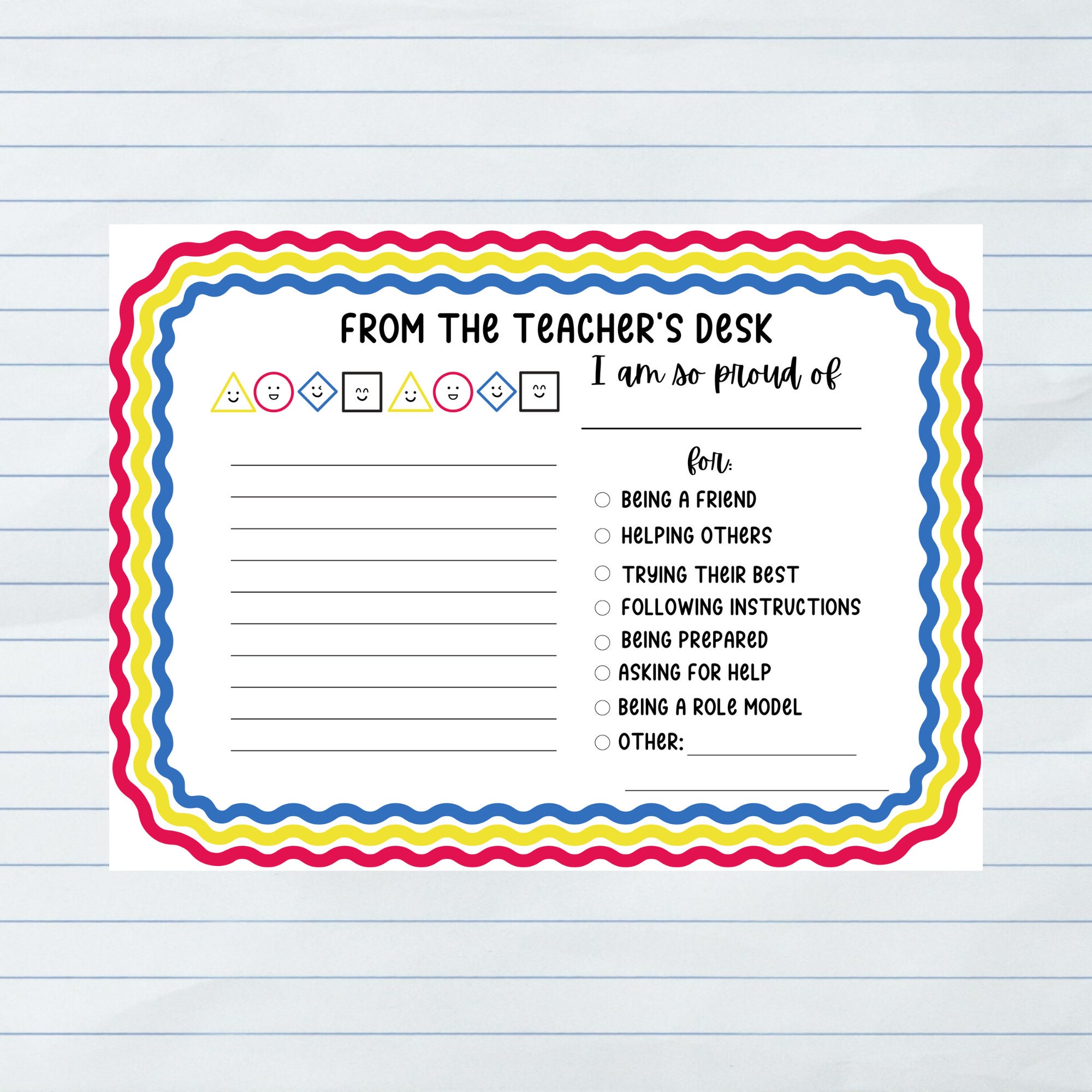 Positive Teacher Note From Teacher Desk Note for Parent Teacher ...
