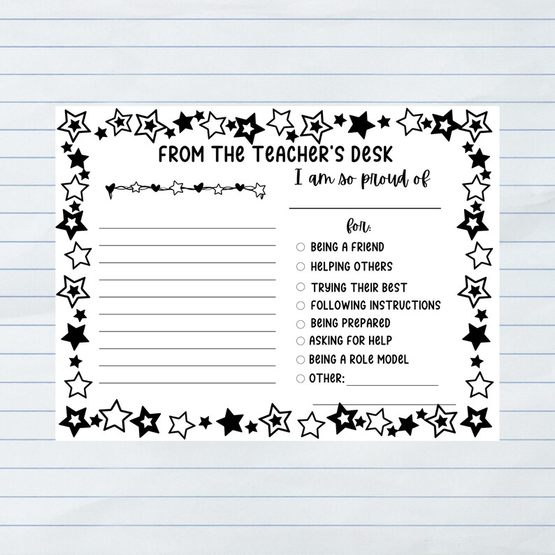 Positive Teacher Note From Teacher Desk Note for Parent Teacher ...