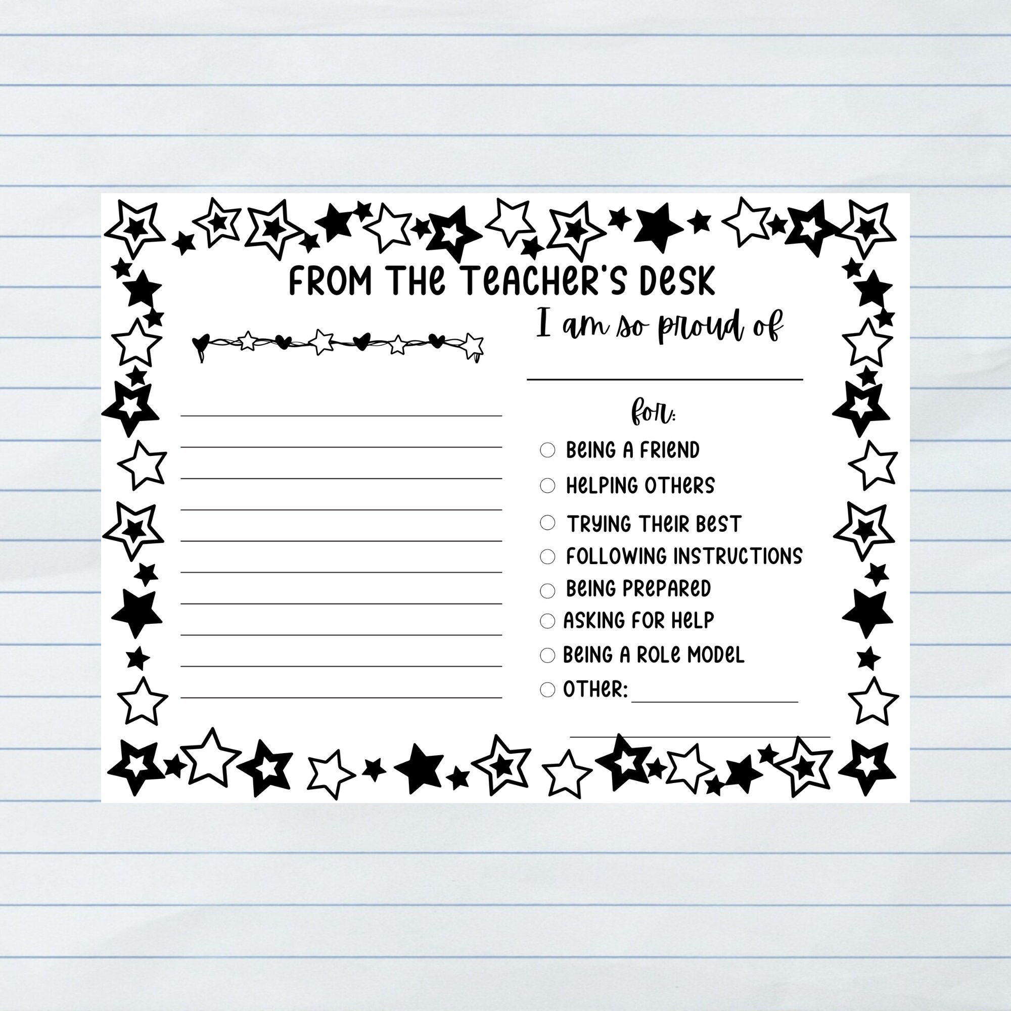 Positive Teacher Note From Teacher Desk Note for Parent Teacher ...