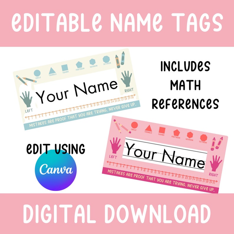 Name Tags Editable Name Plates Back to School Desk Tags Classroom Decor ...