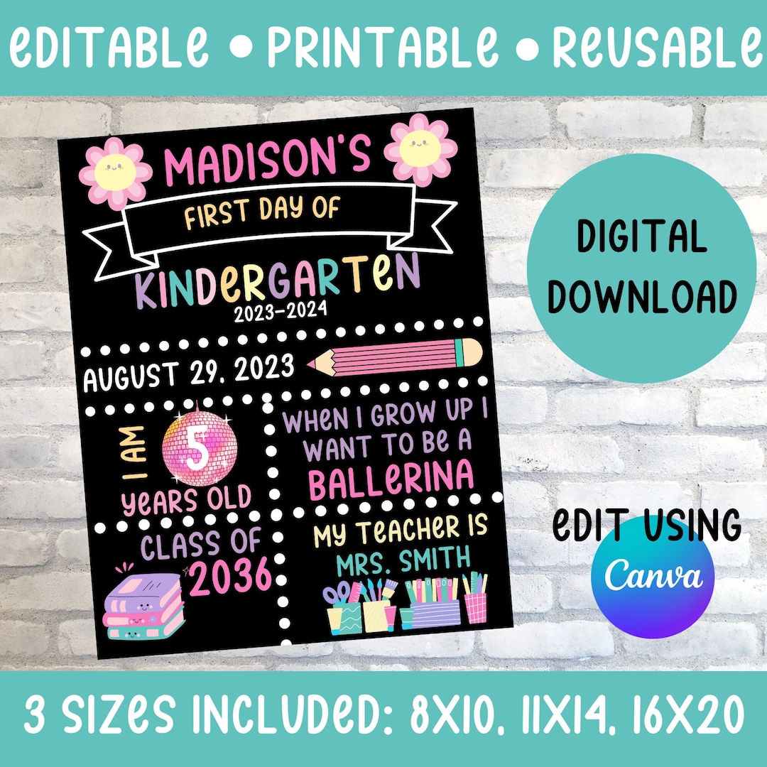 First Day of School Sign: Reusable Pastel Photo Prop (digital Download ...