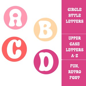 Alphabet Letters Super Retro Font Pastel Color Pallet Print Pink Pallet ...