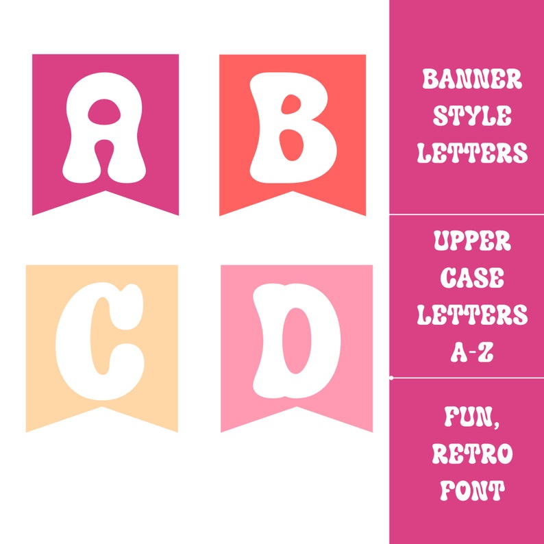 Alphabet Letters Super Retro Font Pastel Color Pallet Print Pink Pallet ...