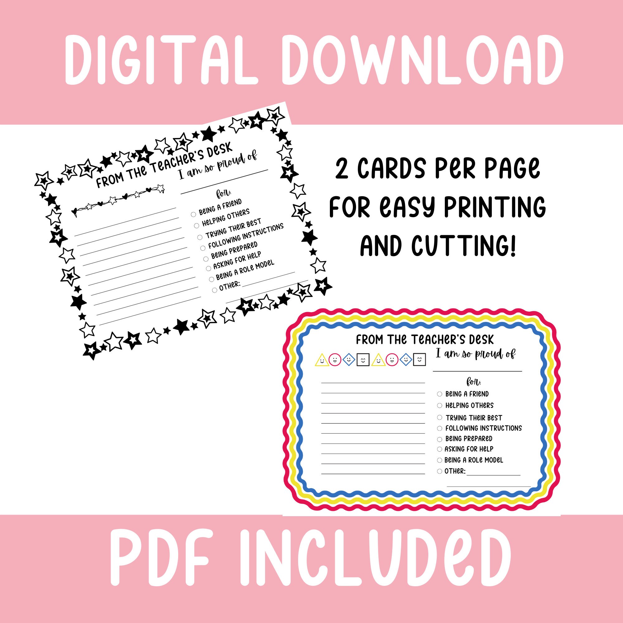 Positive Teacher Note From Teacher Desk Note for Parent Teacher ...