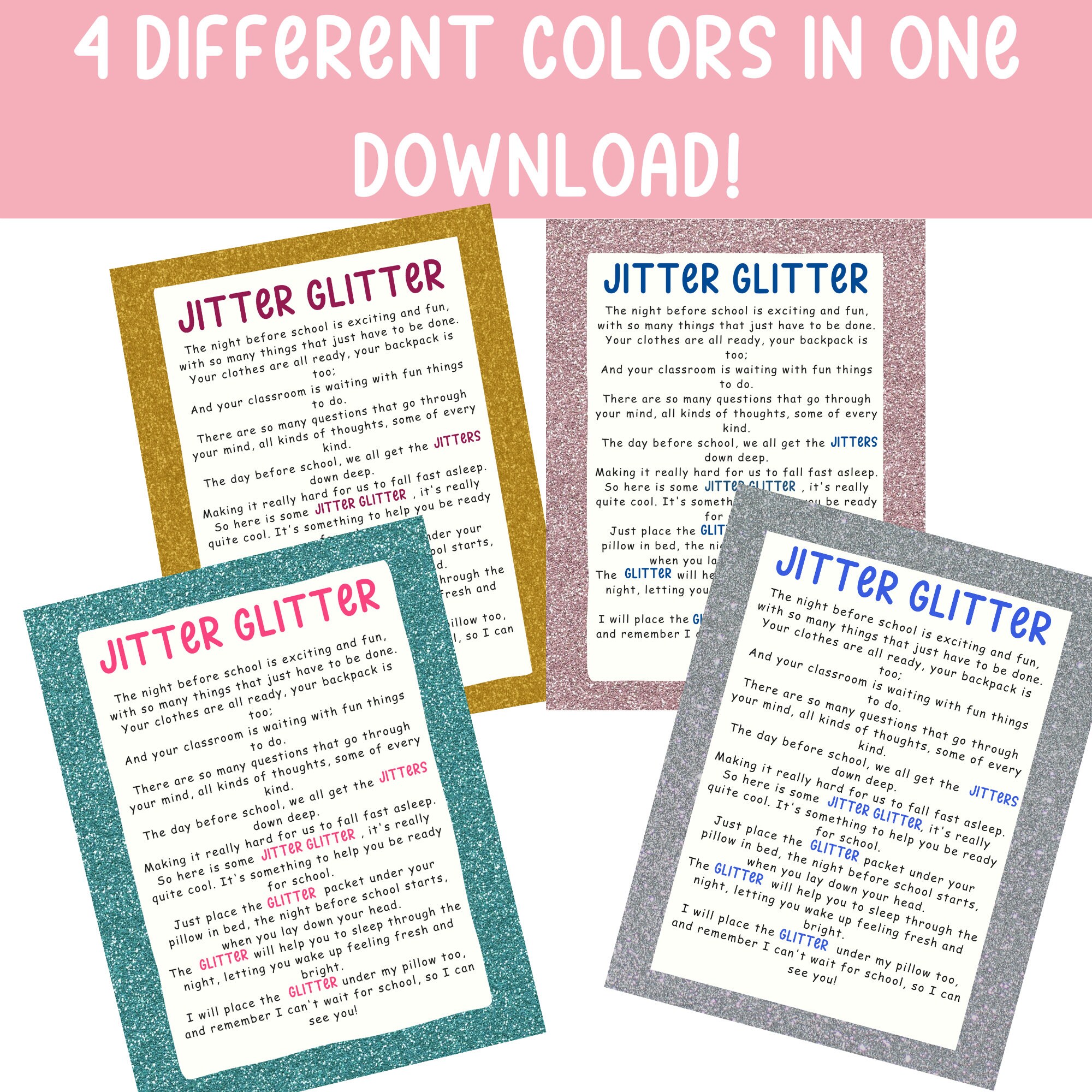 Back to School Gift for Student Jitter Glitter First Day Ready for ...