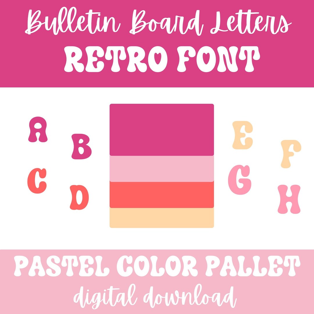 Retro Font Bulletin Board Letters: Pastel Colors (digital Download) - Etsy