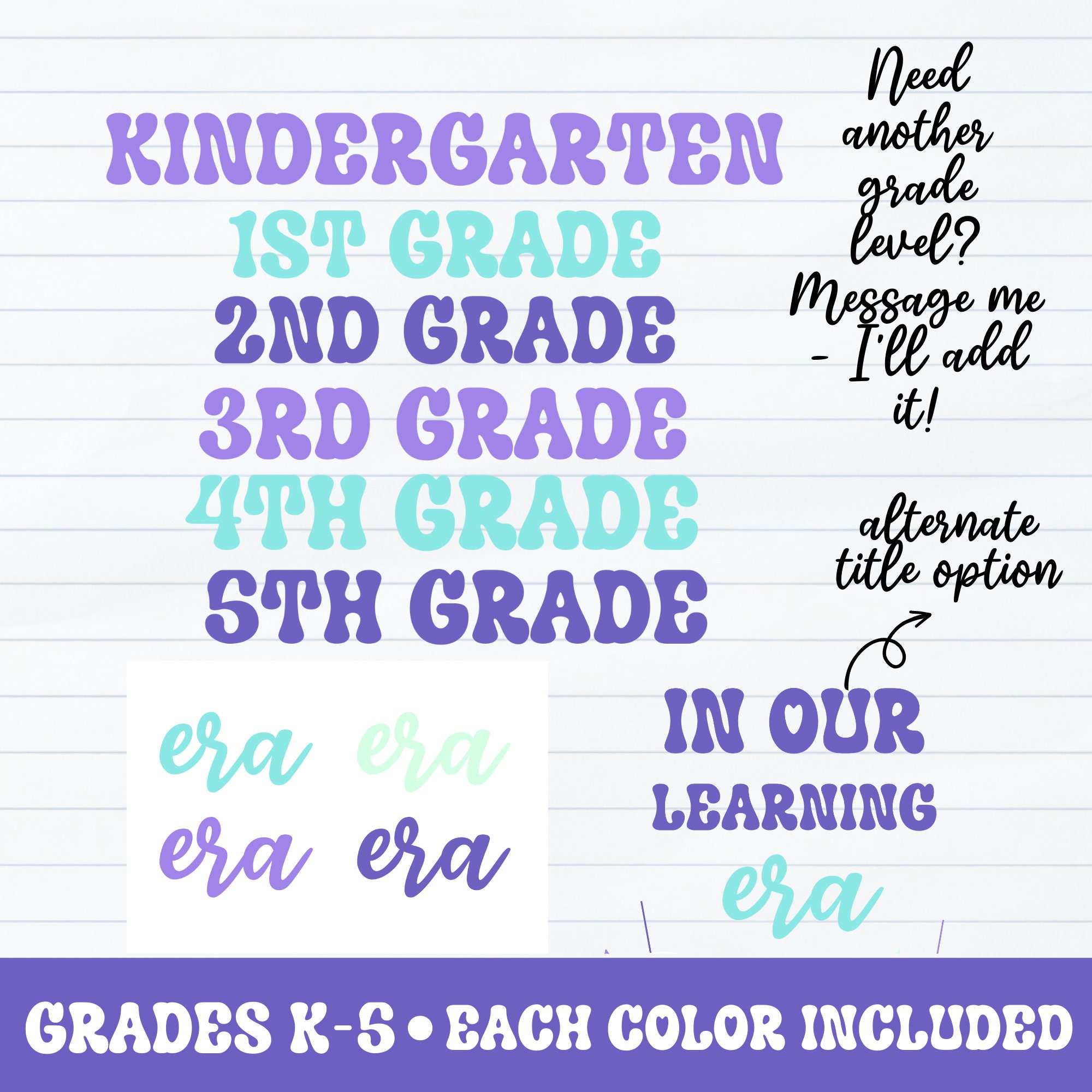 Retro Bulletin Board Kit Pastel Colors in Our Learning Era Grade PNG ...