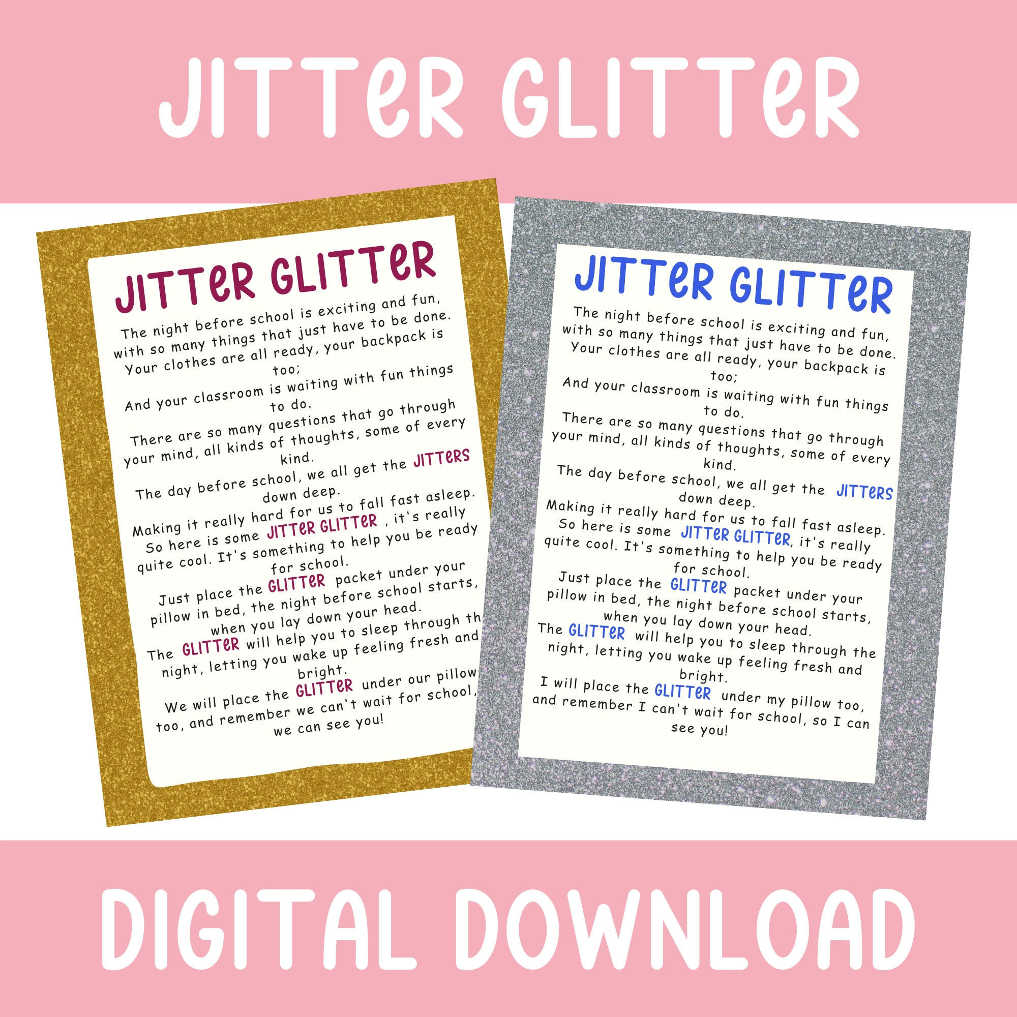 Back to School Gift for Student Jitter Glitter First Day Ready for ...