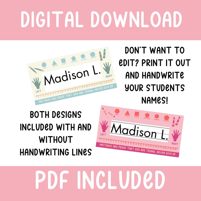 Name Tags Editable Name Plates Back to School Desk Tags Classroom Decor ...