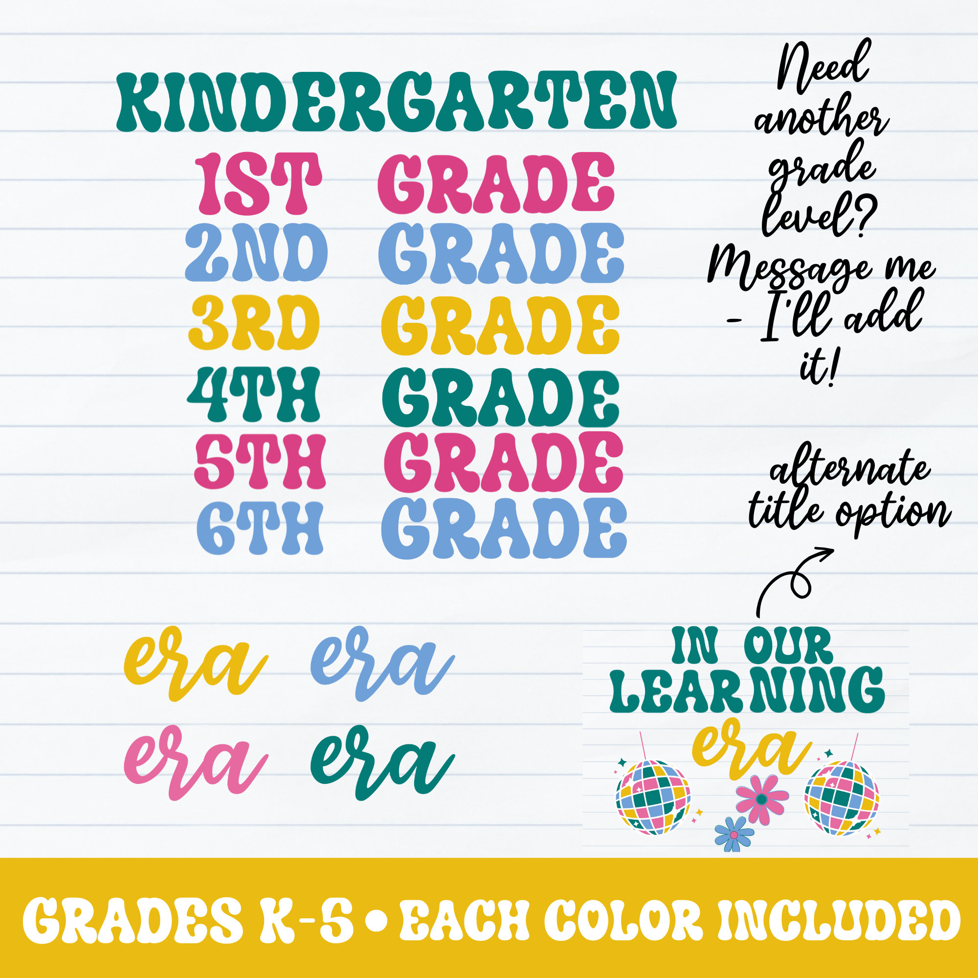Retro Bulletin Board Set Pastel Colors in Our Learning Era Grade PNG ...