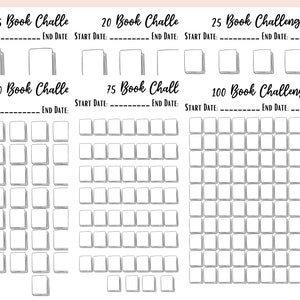 Printable Book Challenge Tracker: 15-100 Books (PDF Download) - Etsy