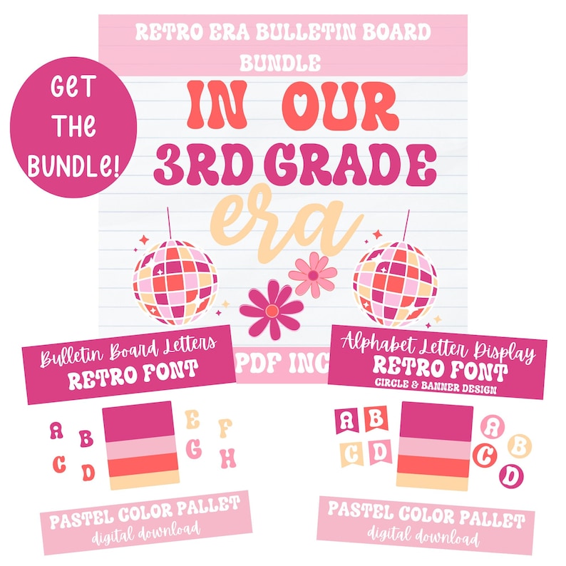 Retro Bulletin Board Kit in Our Learning Era Grade Matching Bundle Era ...