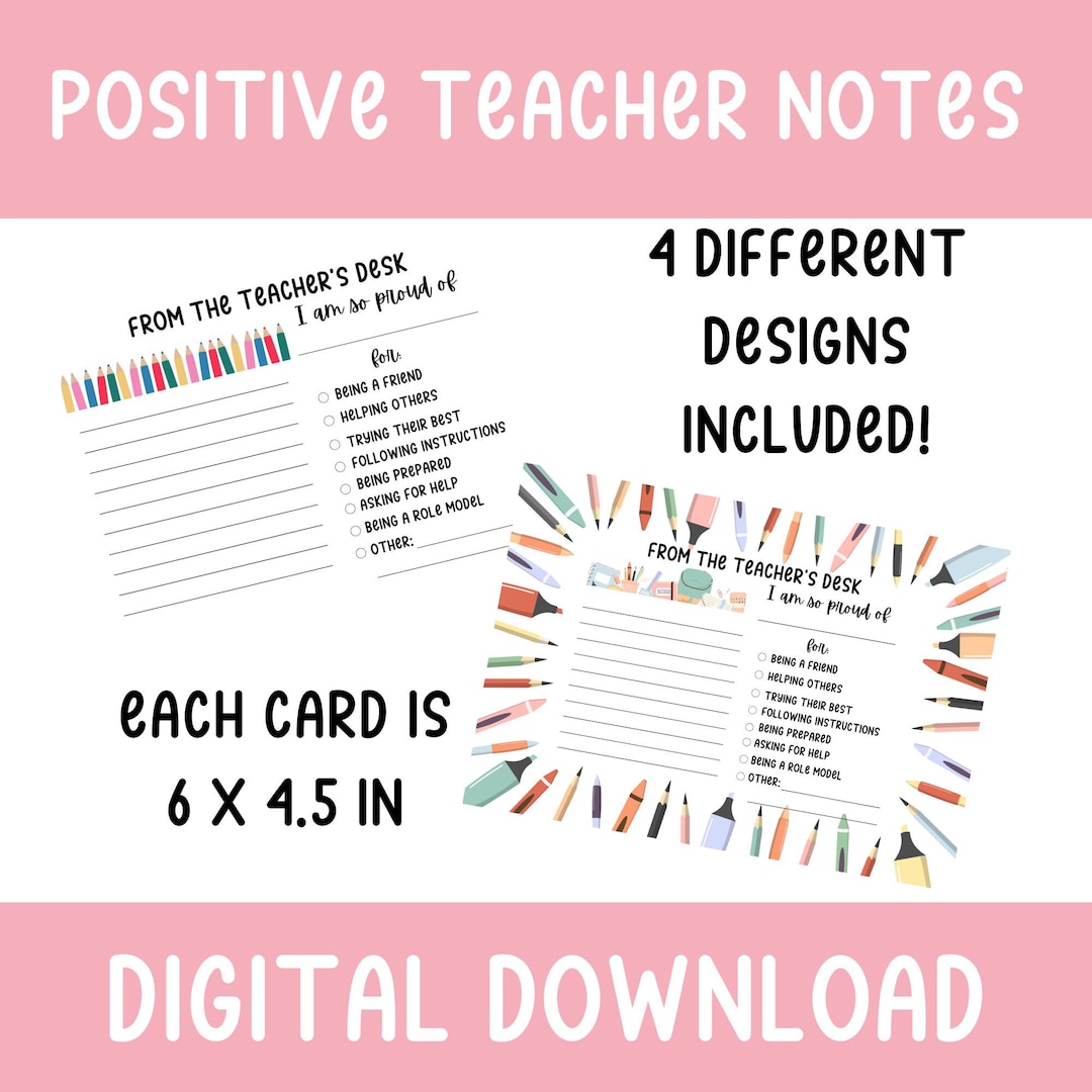 Positive Teacher Note From Teacher Desk Note for Parent Teacher ...