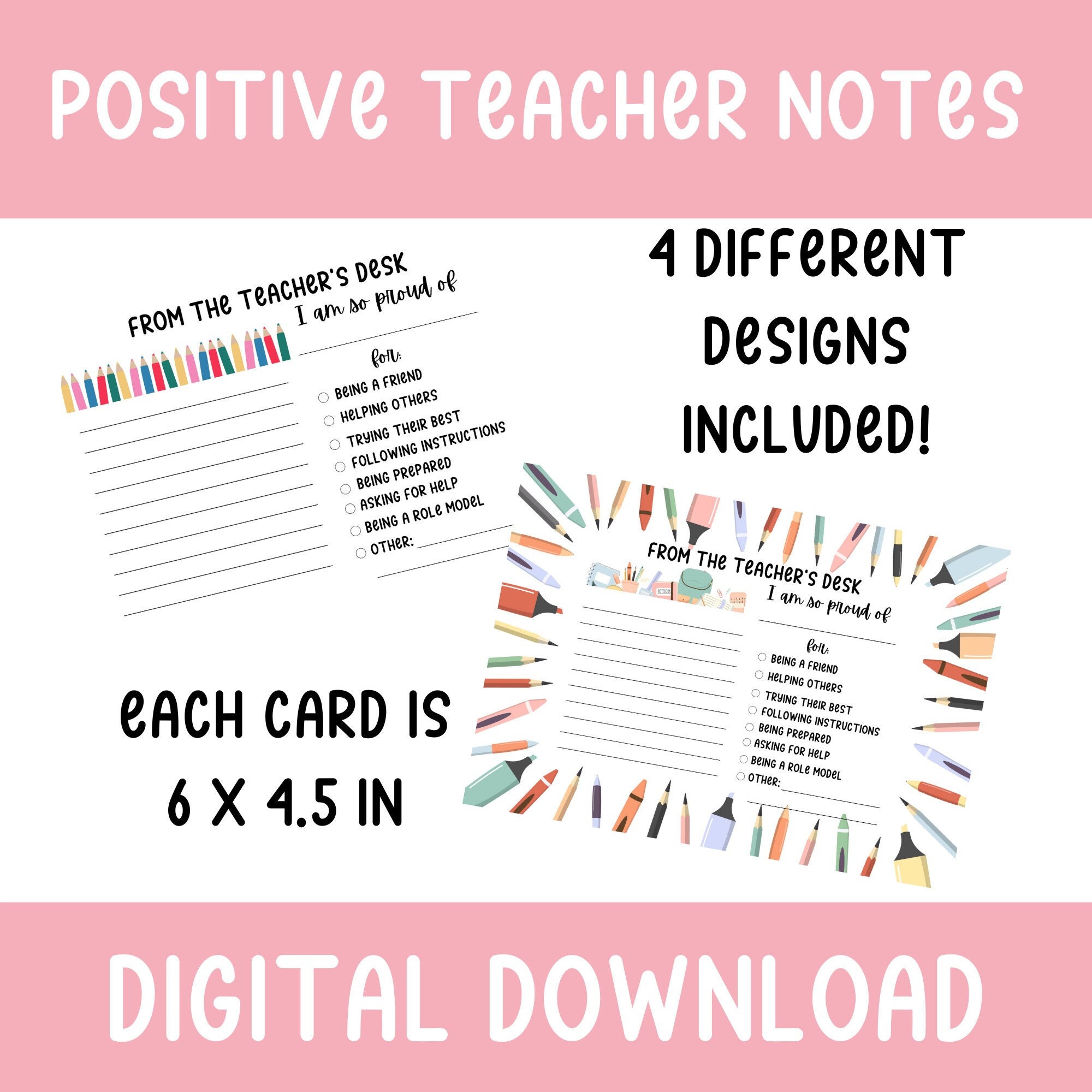 Positive Teacher Note From Teacher Desk Note for Parent Teacher ...
