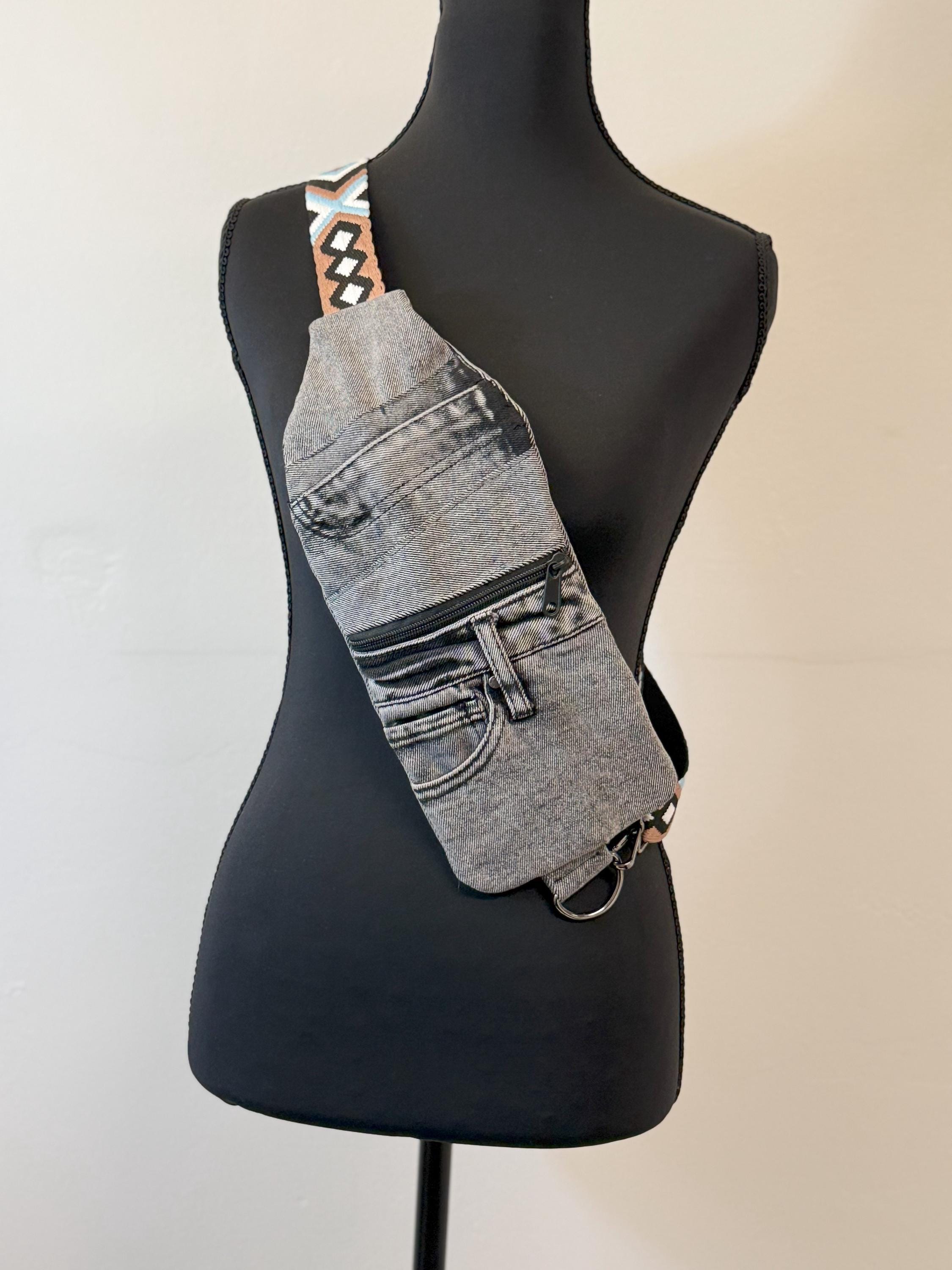 Upcycled Denim Sling Bag: Handmade Crossbody With Guitar Strap - Etsy