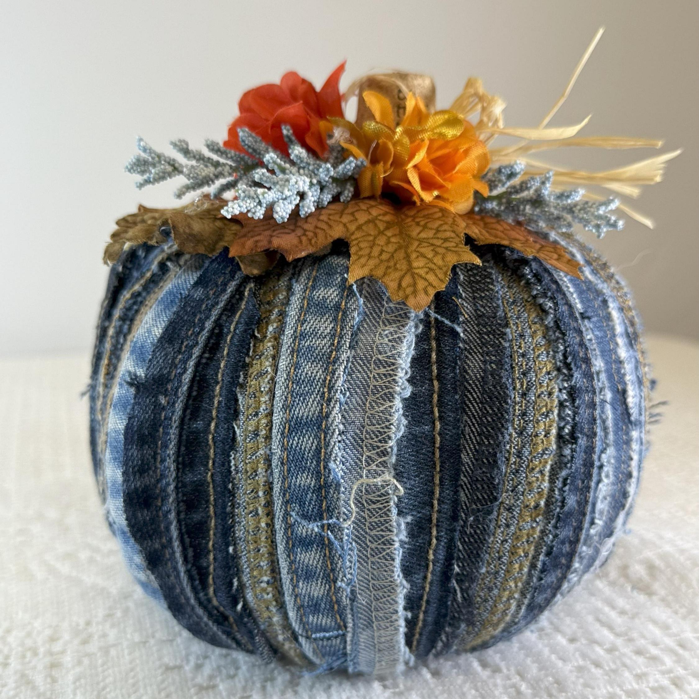 Upcycled Denim Seam Pumpkins: Rustic Farmhouse Fall Decor - Etsy