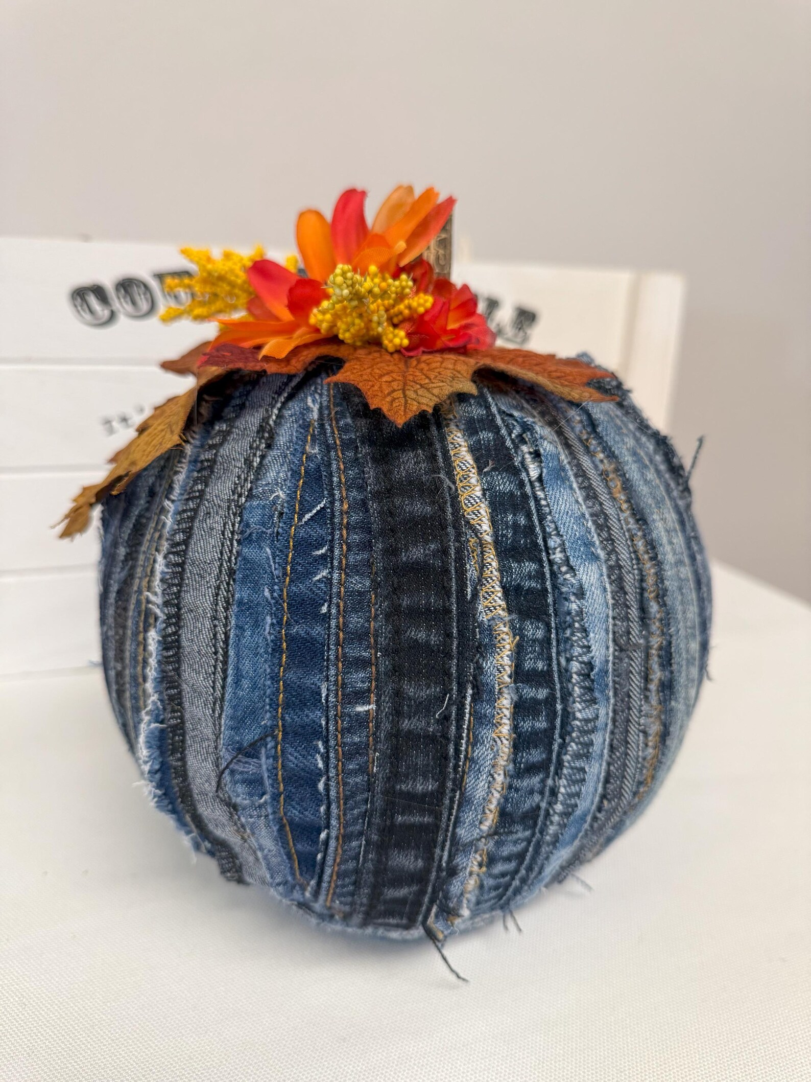 Upcycled Denim Seam Pumpkins: Rustic Farmhouse Fall Decor - Etsy