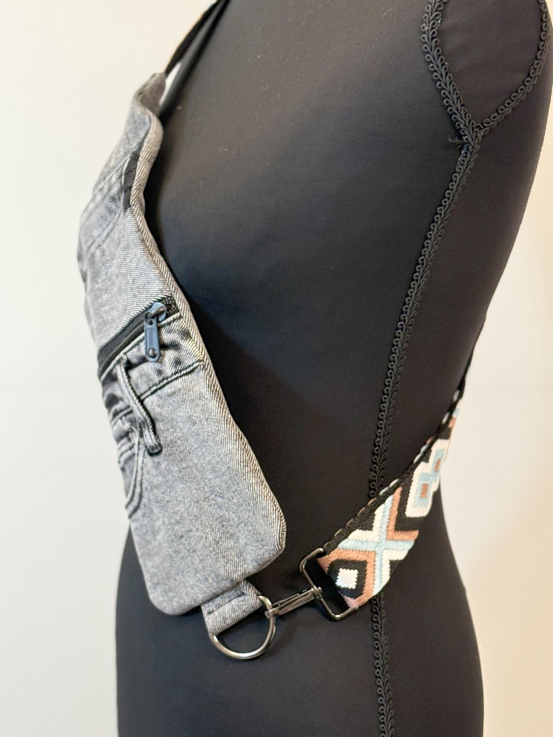 Upcycled Denim Sling Bag: Handmade Crossbody With Guitar Strap - Etsy