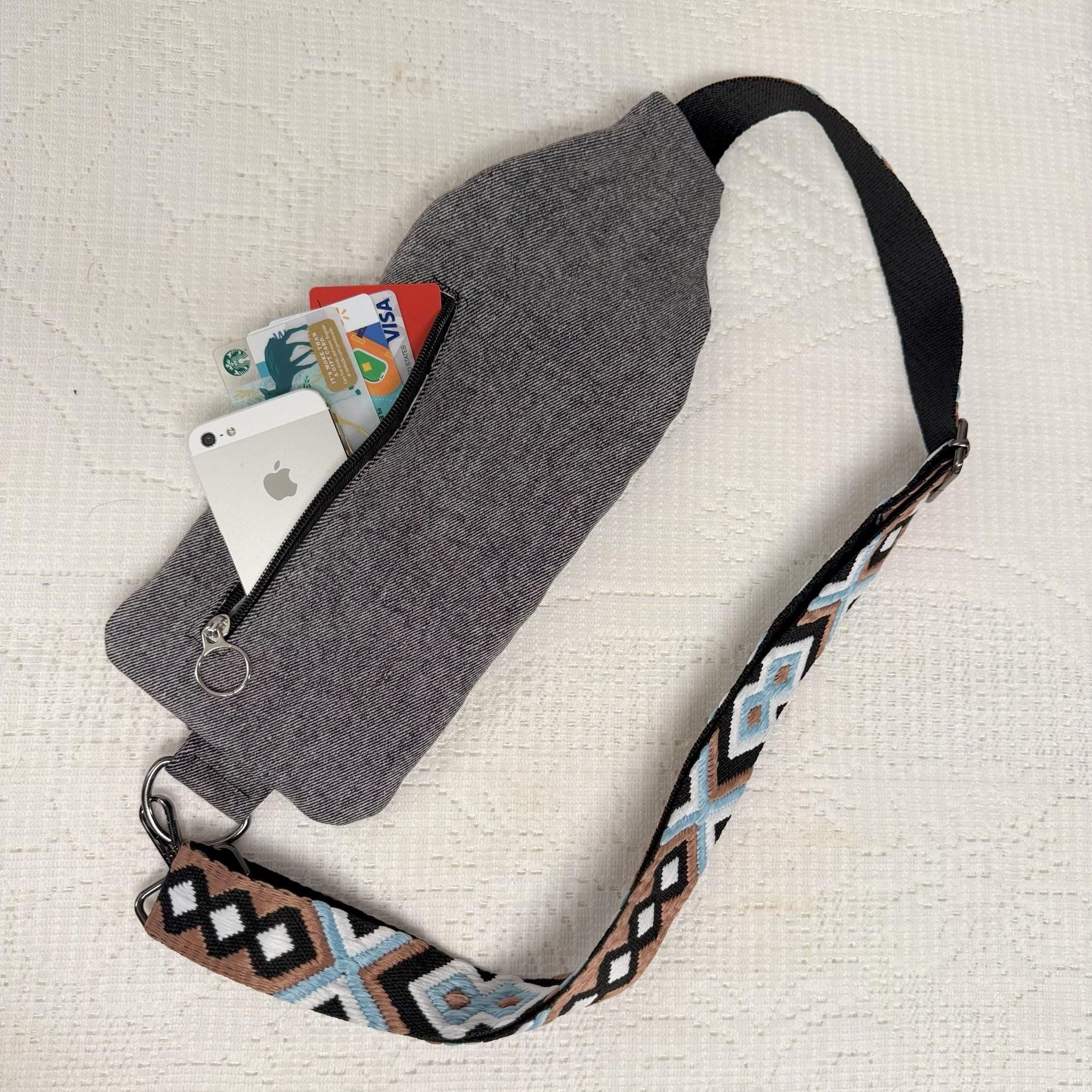 Upcycled Denim Sling Bag: Handmade Crossbody With Guitar Strap - Etsy