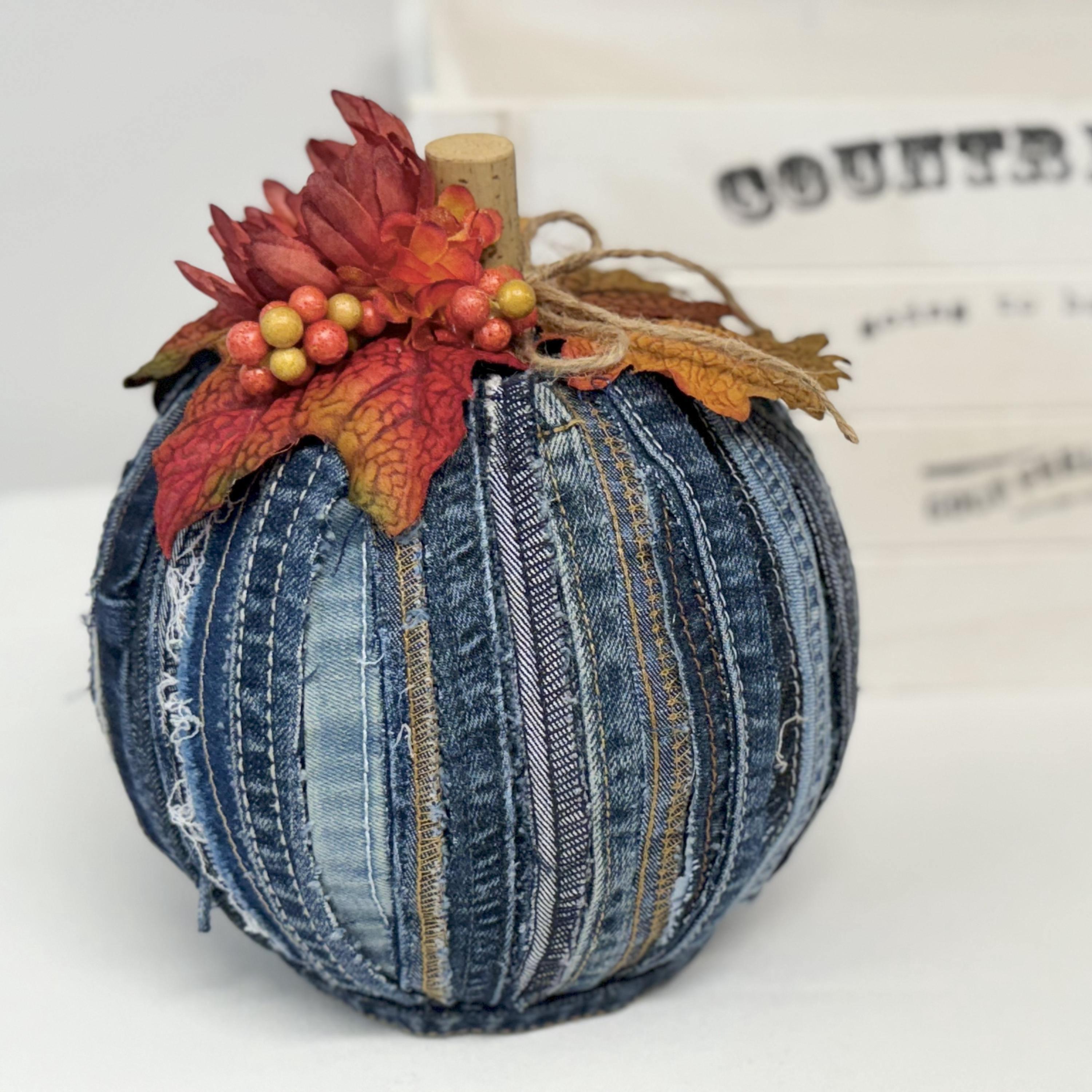 Upcycled Denim Seam Pumpkins: Rustic Farmhouse Fall Decor - Etsy