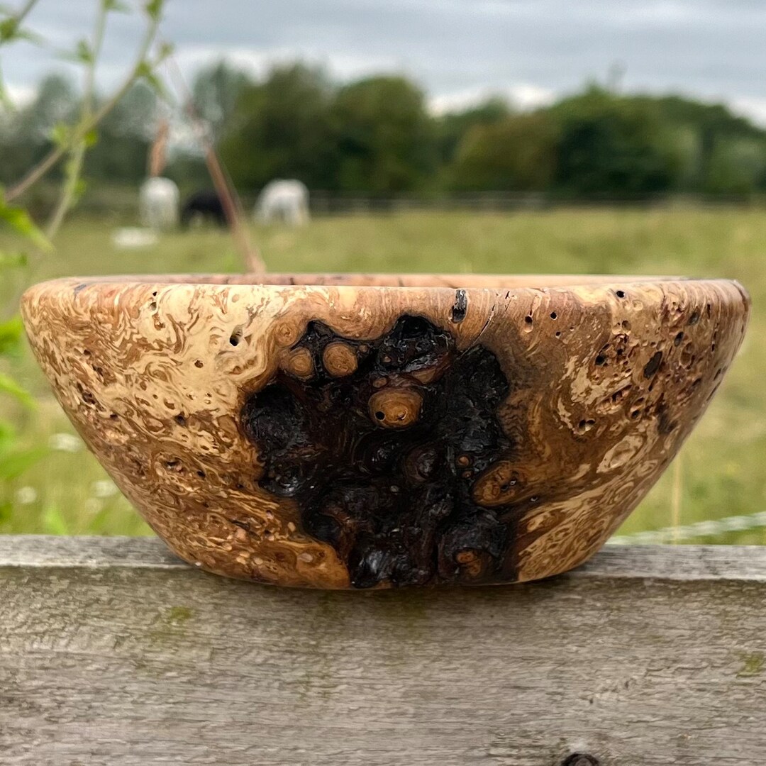 Burr Oak Hand Turned Wooden Bowl - Etsy