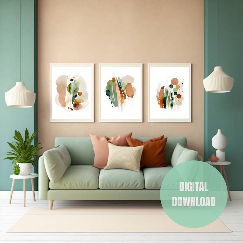 Green Abstract Wall Art - Etsy